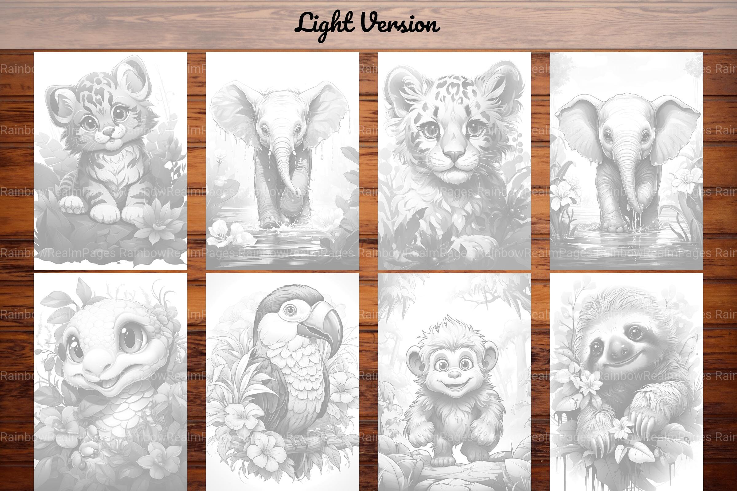 Kawaii Jungle Coloring Pages for Adults and Kids 26 Jungle Animal ...