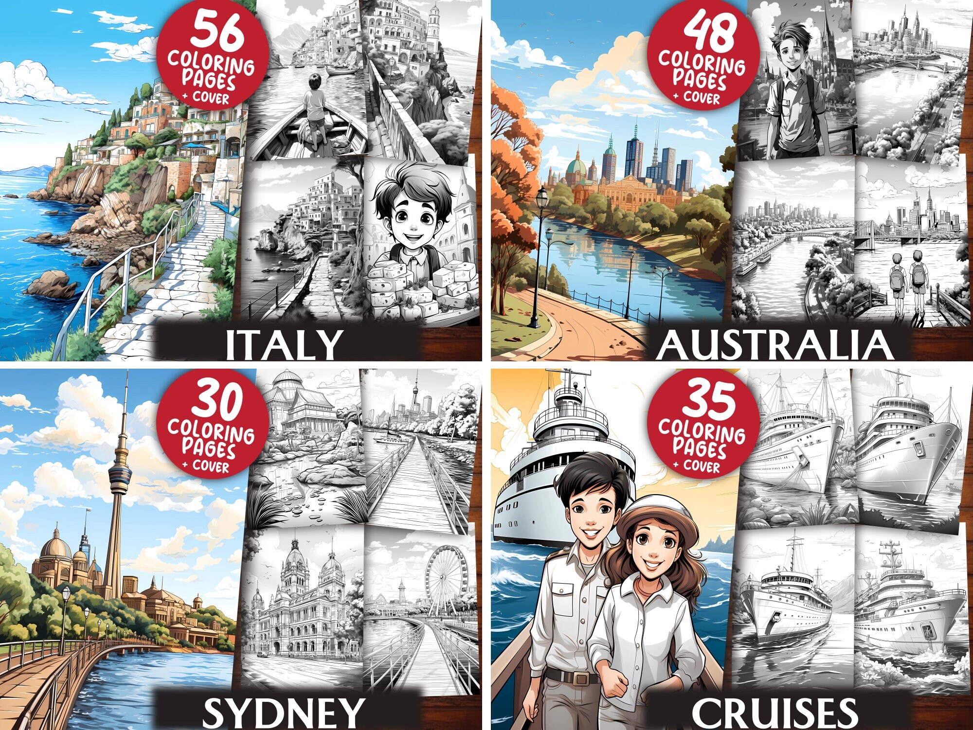 MEGA BUNDLE World Travel Coloring Pages for Adults and Kids 1500 ...