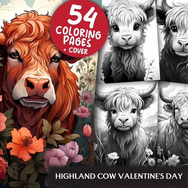 Valentine Cow Coloring Pages Printable - Etsy