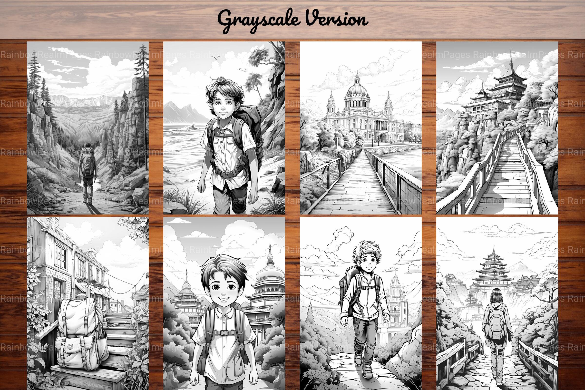 Backpacking Travel Coloring Pages for Adults and Kids - 32 Geography ...