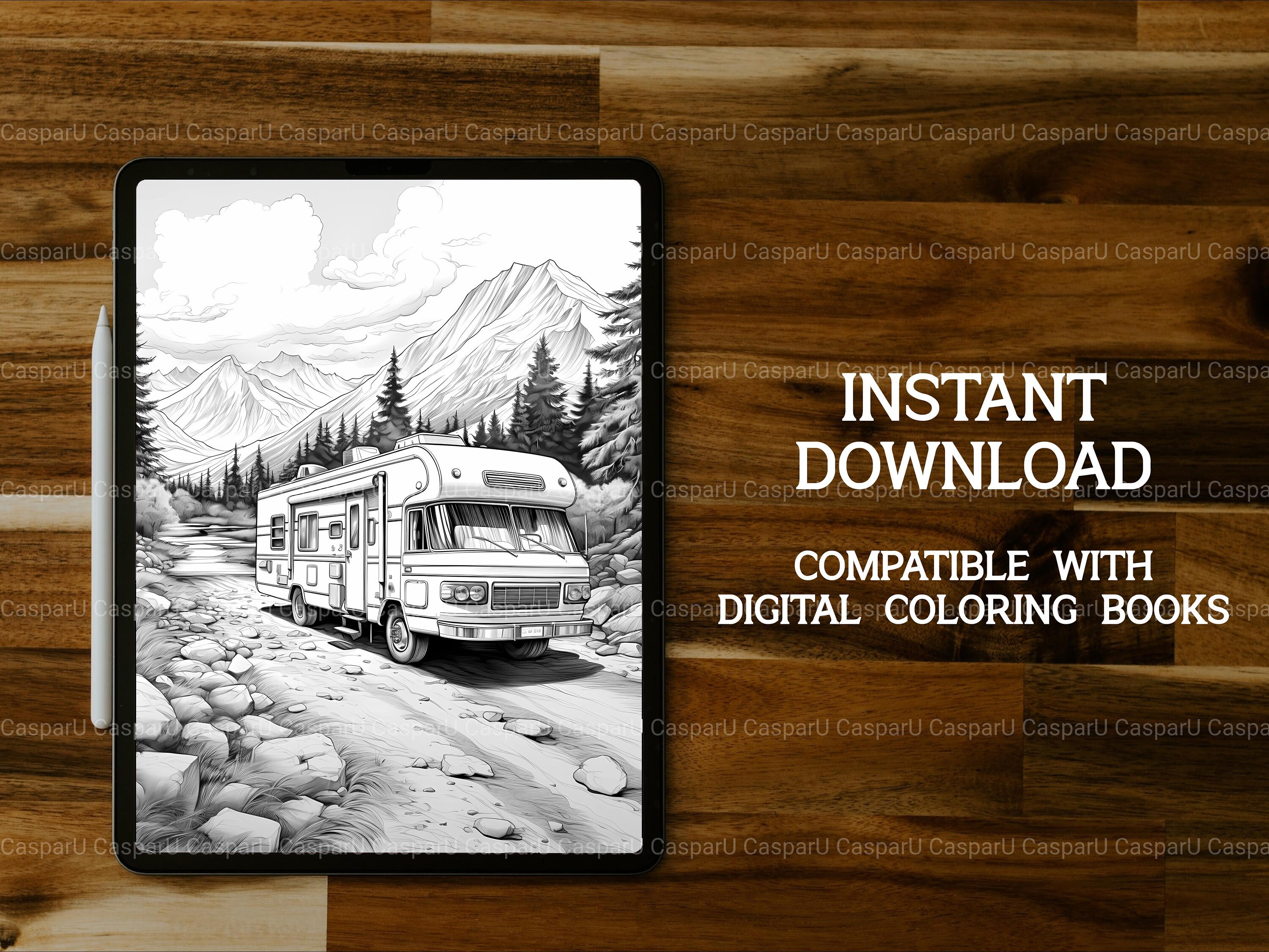 Road Trip Coloring Pages for Adults and Kids - 32 Geography Grayscale ...