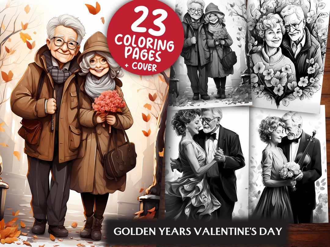 Golden Years Valentine's Day Coloring Pages for Adults and Kids 23 ...