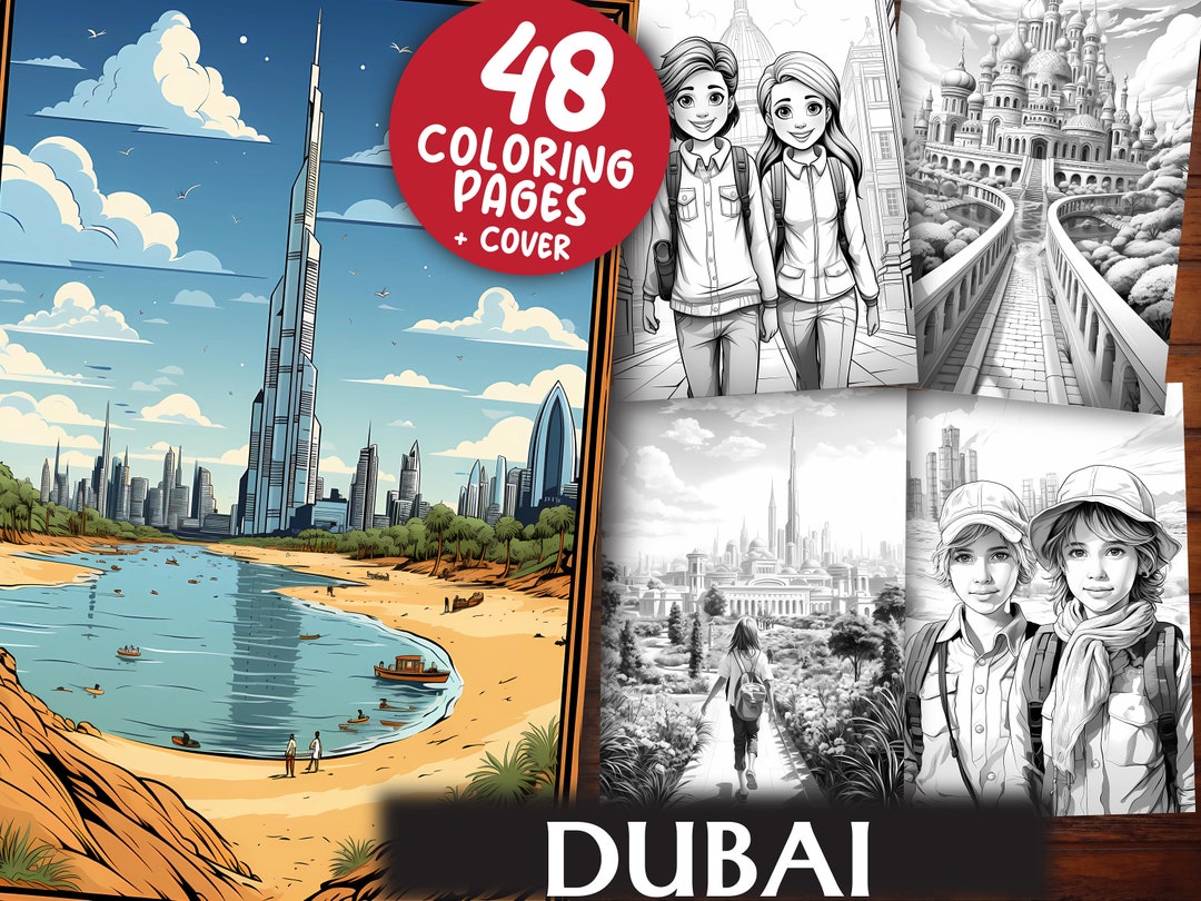 Dubai Travel Coloring Pages for Adults and Kids - 48 Geography ...