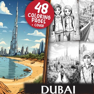 Dubai Travel Coloring Pages for Adults and Kids - 48 Geography ...