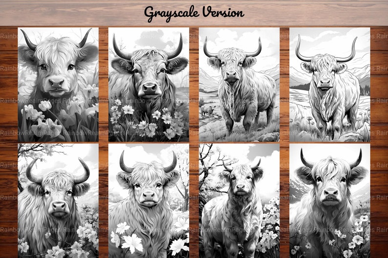 Highland Cow Spring Coloring Pages for Adults and Kids - 61 Spring ...