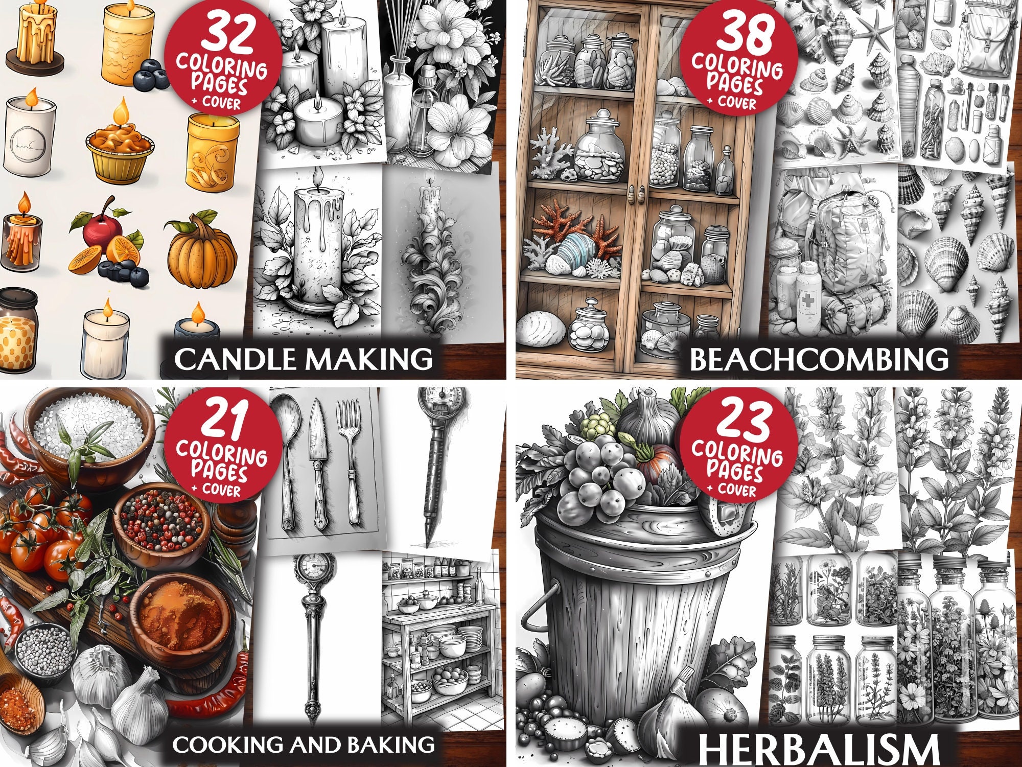 MEGA BUNDLE - Hobbies Coloring Pages for Adults and for Kids - 780 ...