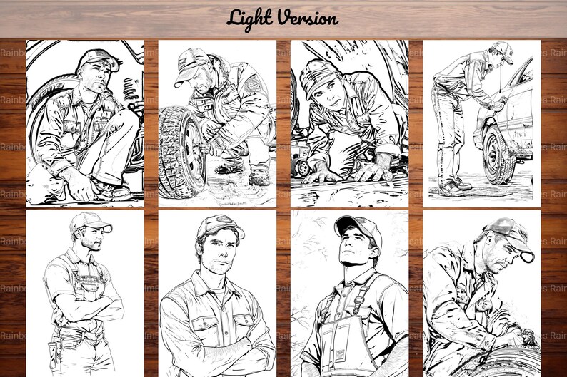 Mechanic Coloring Pages for Adults and for Kids - 44 Grayscale & Light ...