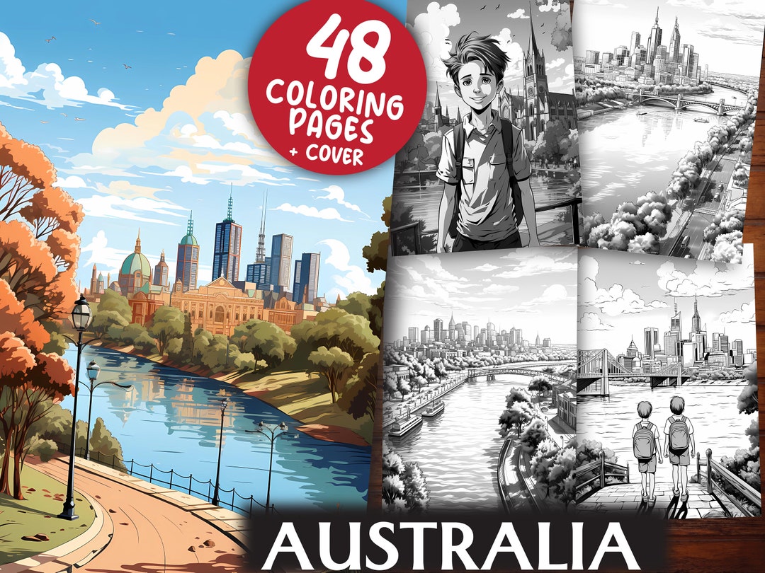 Australia Travel Coloring Pages for Adults and Kids - 48 Geography ...