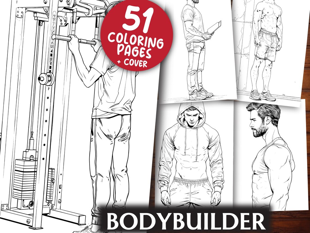 Bodybuilder Coloring Pages for Adults and for Kids 51 Grayscale & Light ...
