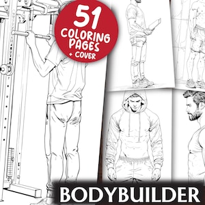 Bodybuilder Coloring Pages for Adults and for Kids - 51 Grayscale ...