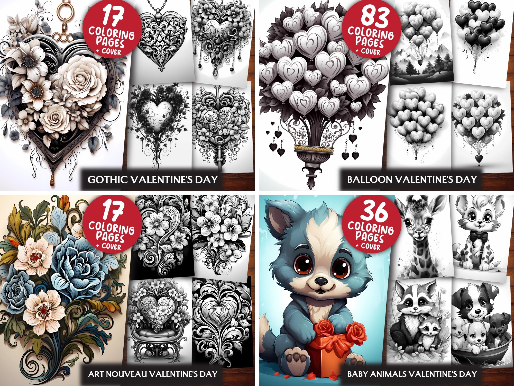 MEGA BUNDLE Valentine's Day Coloring Pages for Adults and Kids 2300 ...