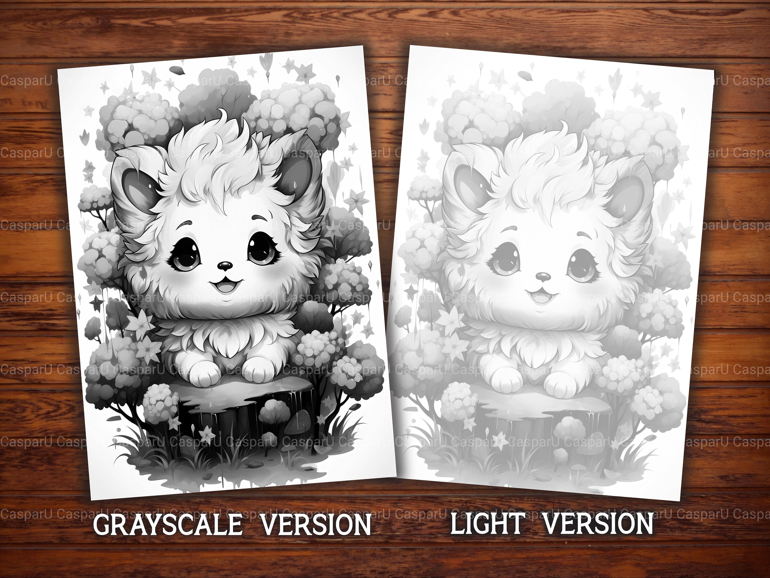 Kawaii Forest Coloring Pages for Adults and Kids 36 Woodland Animal ...