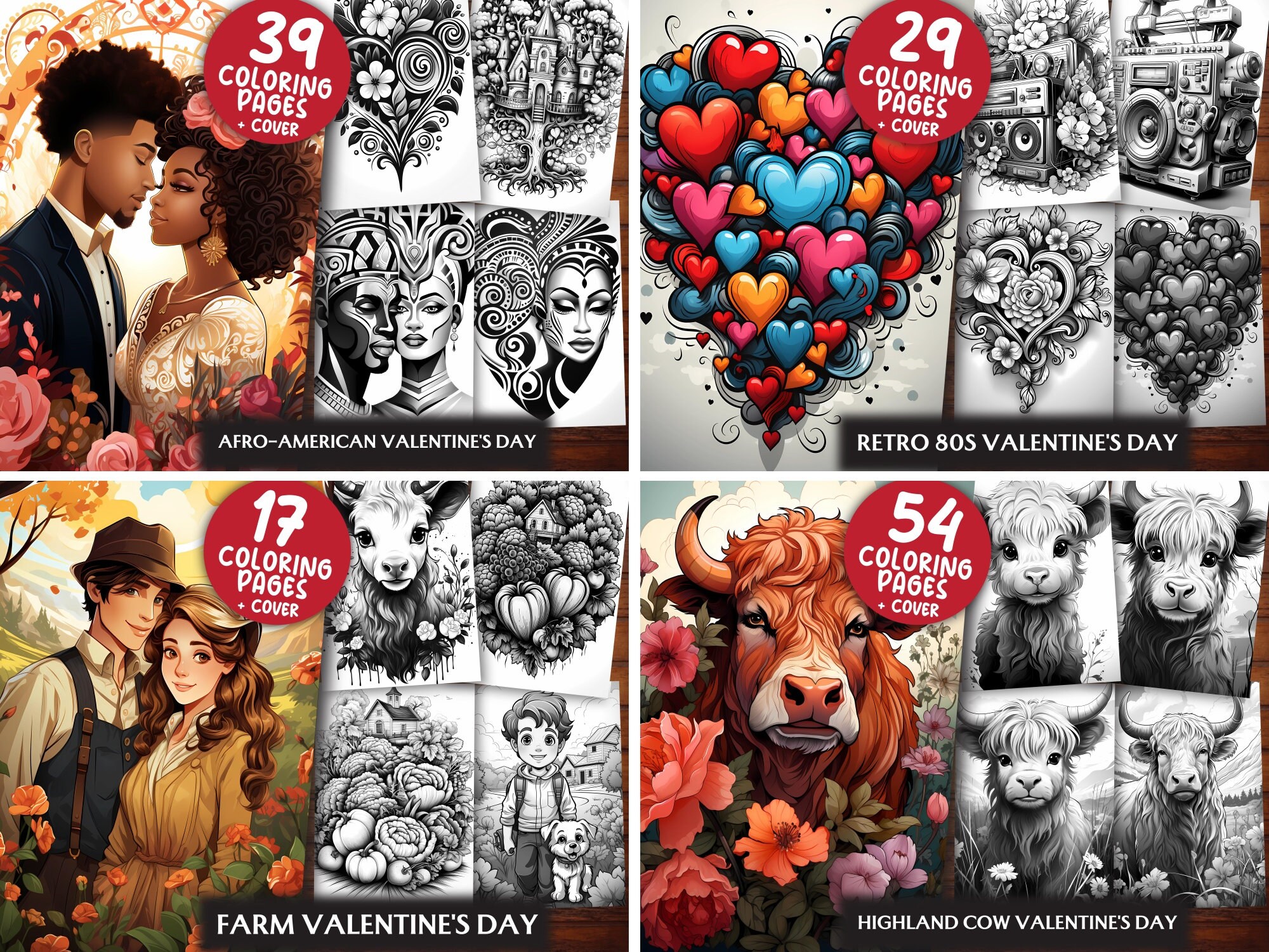 MEGA BUNDLE Valentine's Day Coloring Pages for Adults and Kids 2300 ...