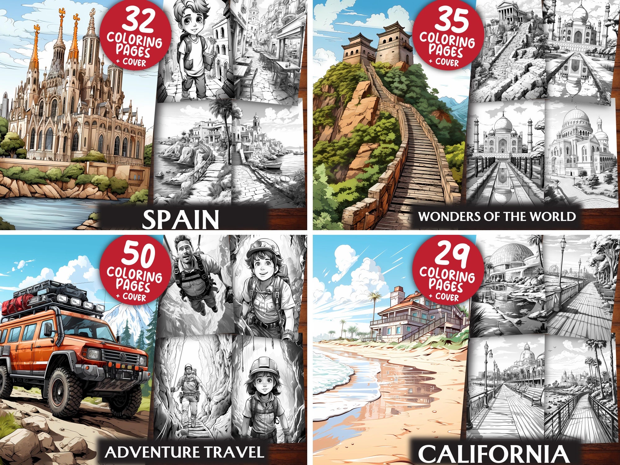 MEGA BUNDLE World Travel Coloring Pages for Adults and Kids 1500 ...