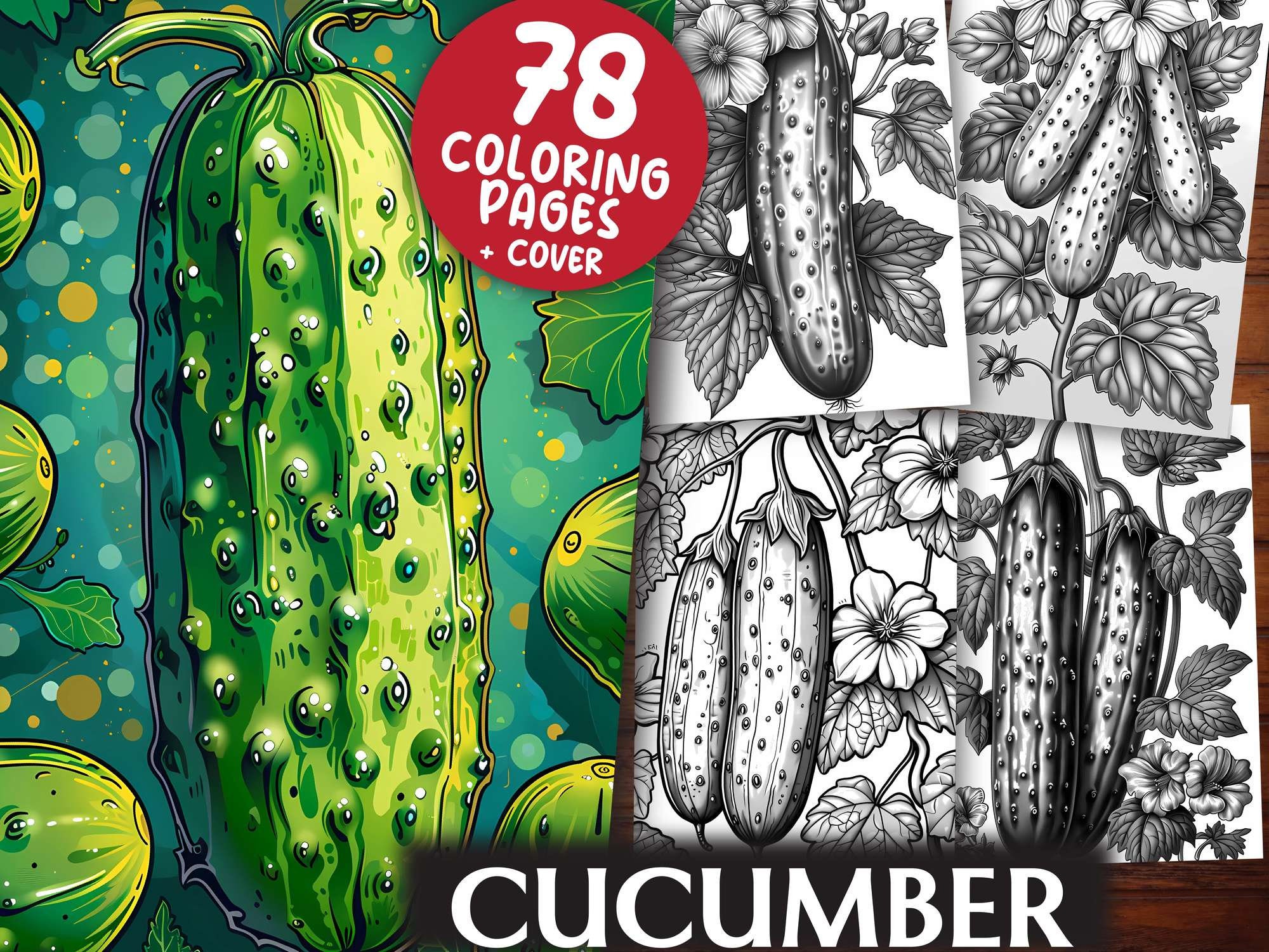 Cucumber Coloring Pages - 78 Grayscale & Light Printable Pdfs - Food ...