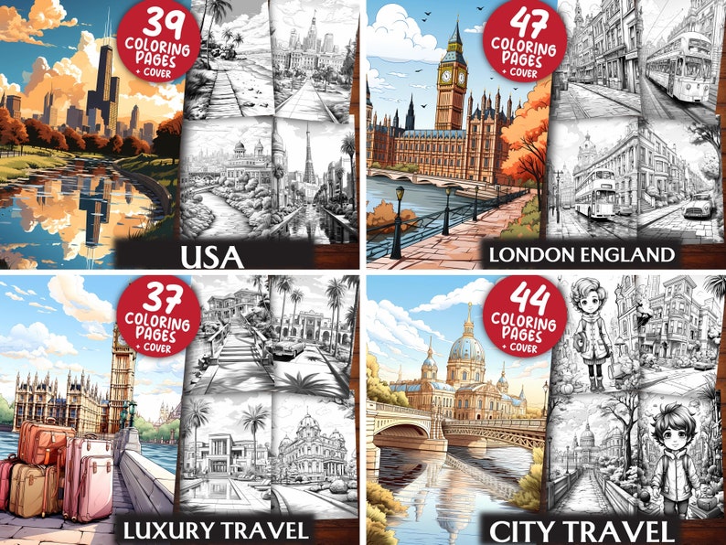 MEGA BUNDLE World Travel Coloring Pages for Adults and Kids 1500 ...