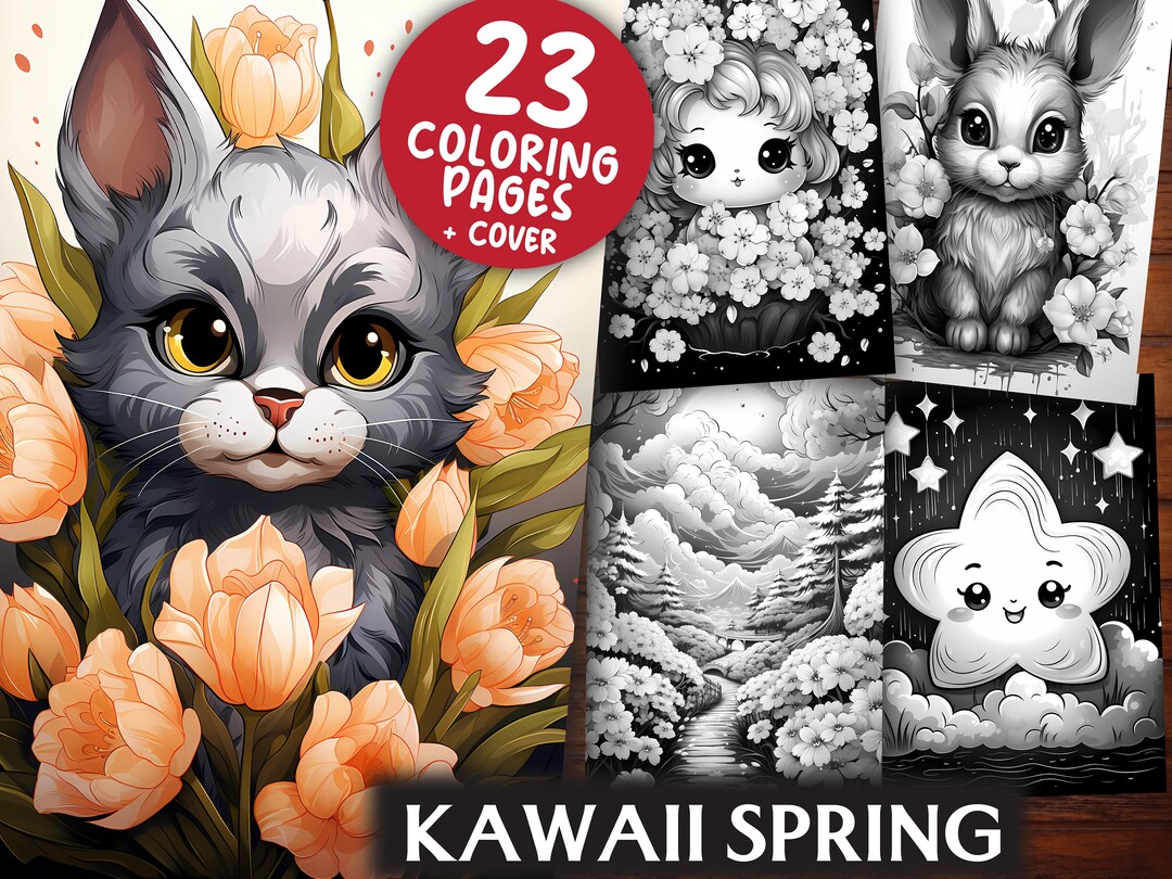 Kawaii Spring Coloring Pages for Adults and Kids - 23 Spring Season ...