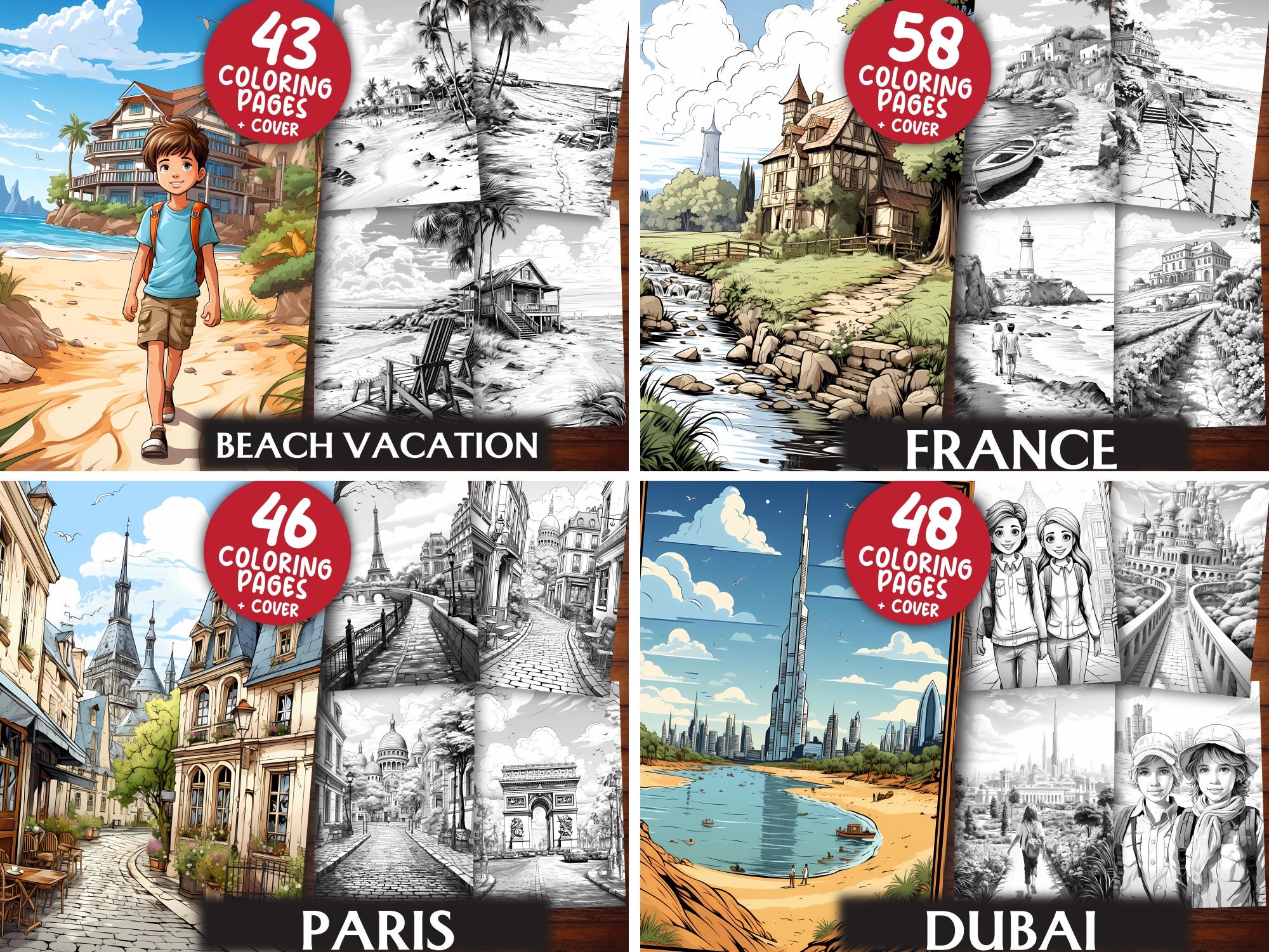 MEGA BUNDLE World Travel Coloring Pages for Adults and Kids 1500 ...