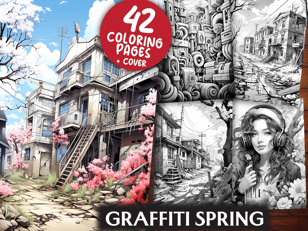 Graffiti Spring Coloring Pages for Adults and Kids - 42 Spring Season ...