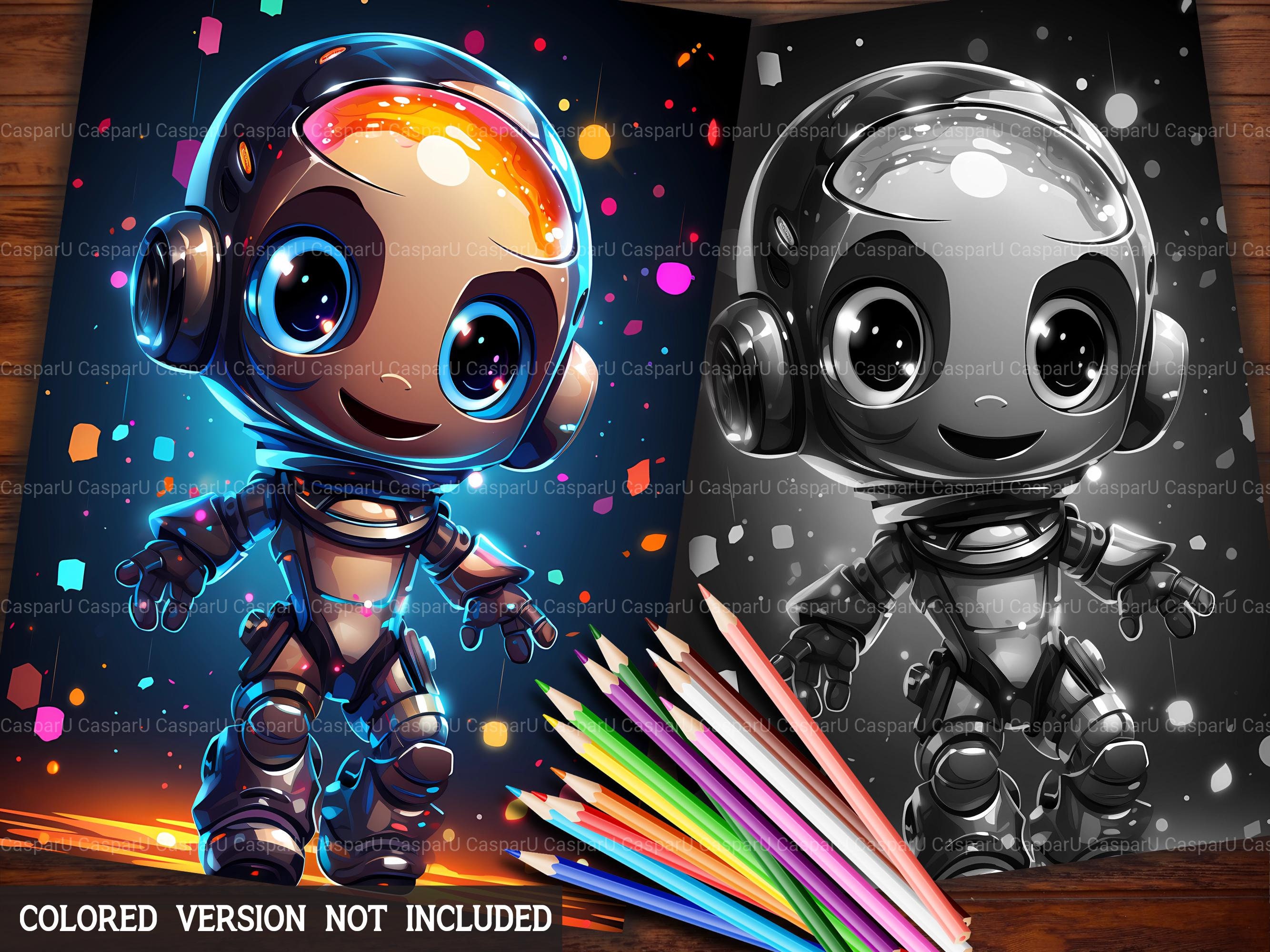 Kawaii Robots Coloring Pages for Adults and Kids 38 Cute Robots ...