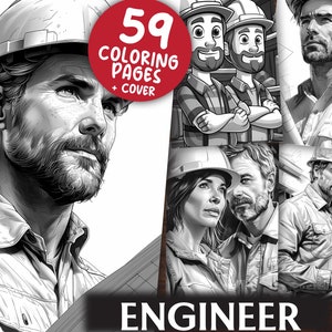Engineer Coloring Pages for Adults and for Kids - 59 Grayscale & Light ...
