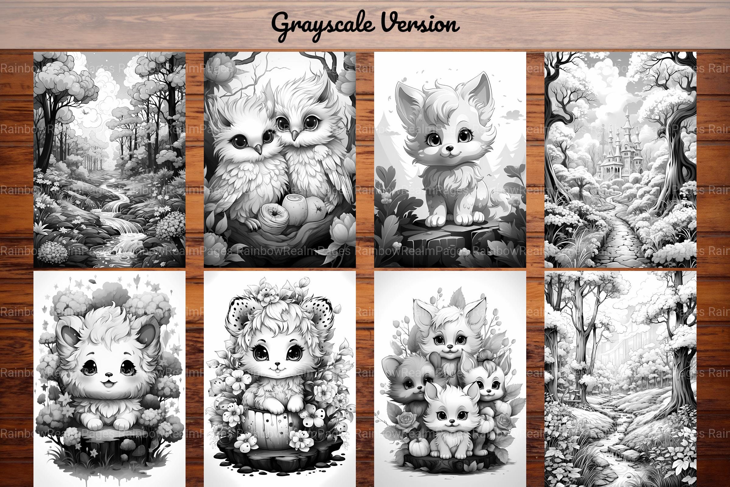 Kawaii Forest Coloring Pages for Adults and Kids 36 Woodland Animal ...