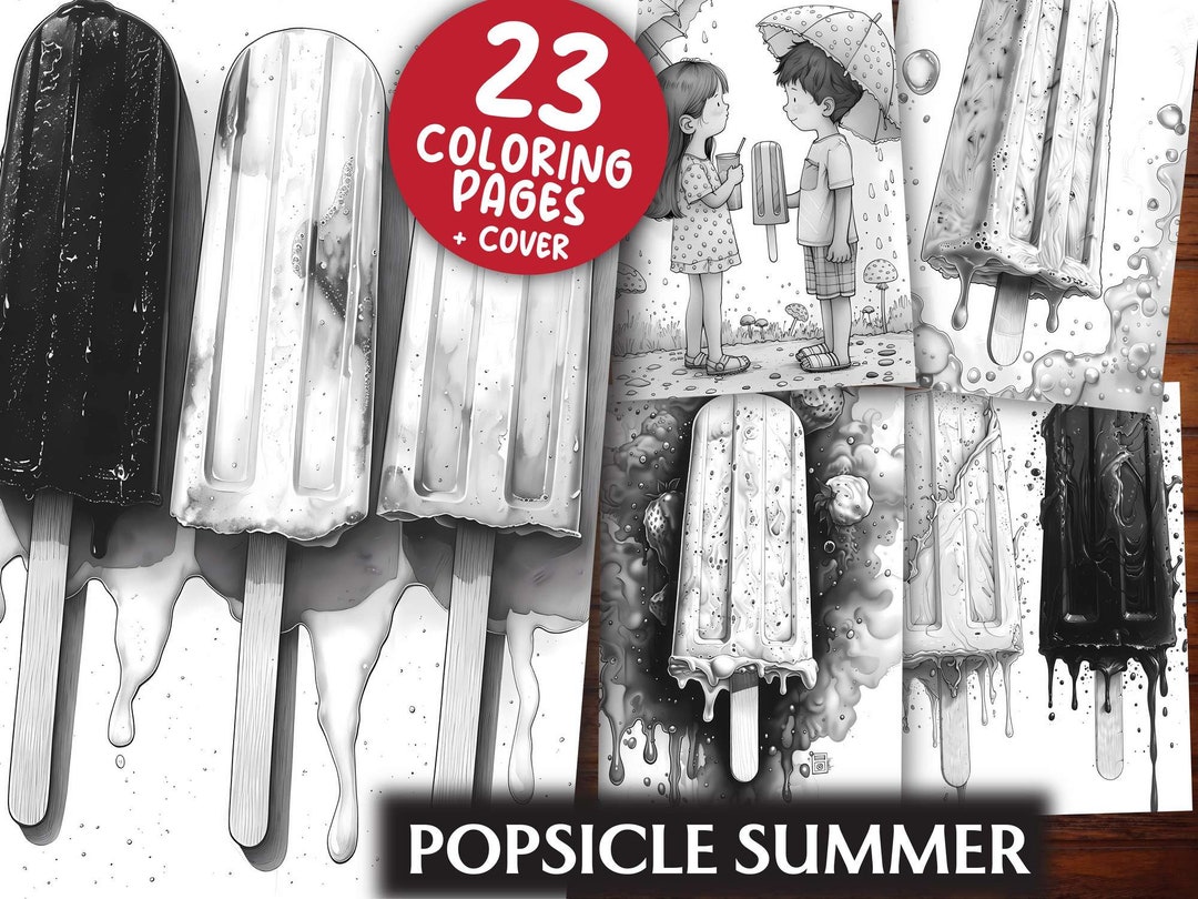 Popsicle Summer Coloring Pages 23 Grayscale & Light Printable Pdfs ...
