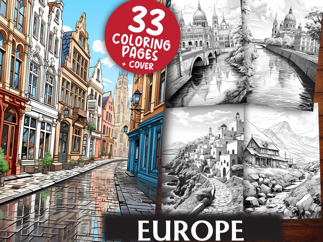Europe Travel Coloring Pages for Adults and Kids - 33 Geography ...