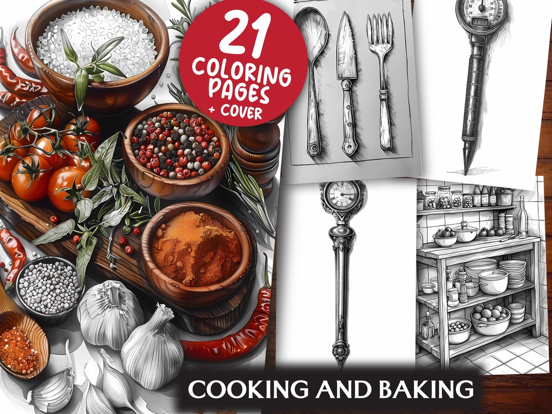 Cooking and Baking Coloring Pages for Adults and for Kids - 21 ...