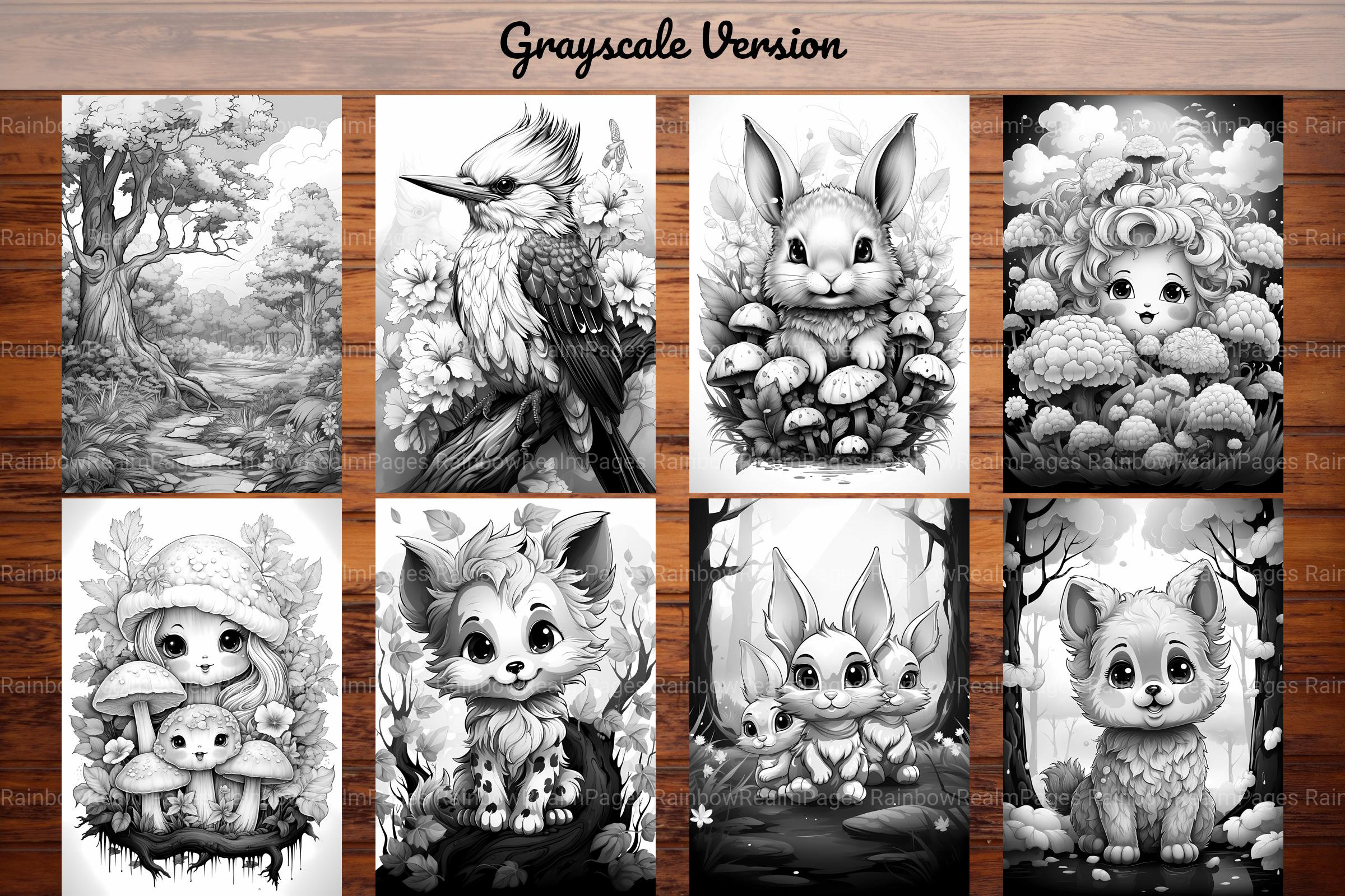 Kawaii Forest Coloring Pages for Adults and Kids 36 Woodland Animal ...