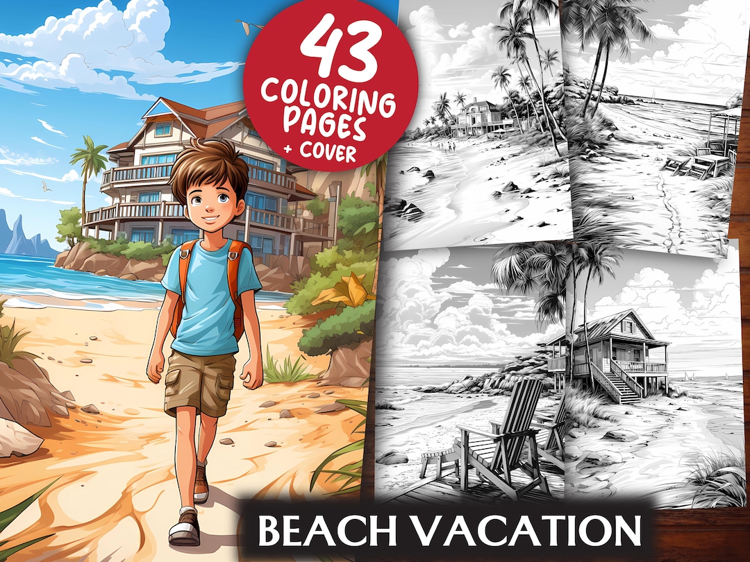 Beach Vacation Coloring Pages for Adults and Kids - 43 Geography ...