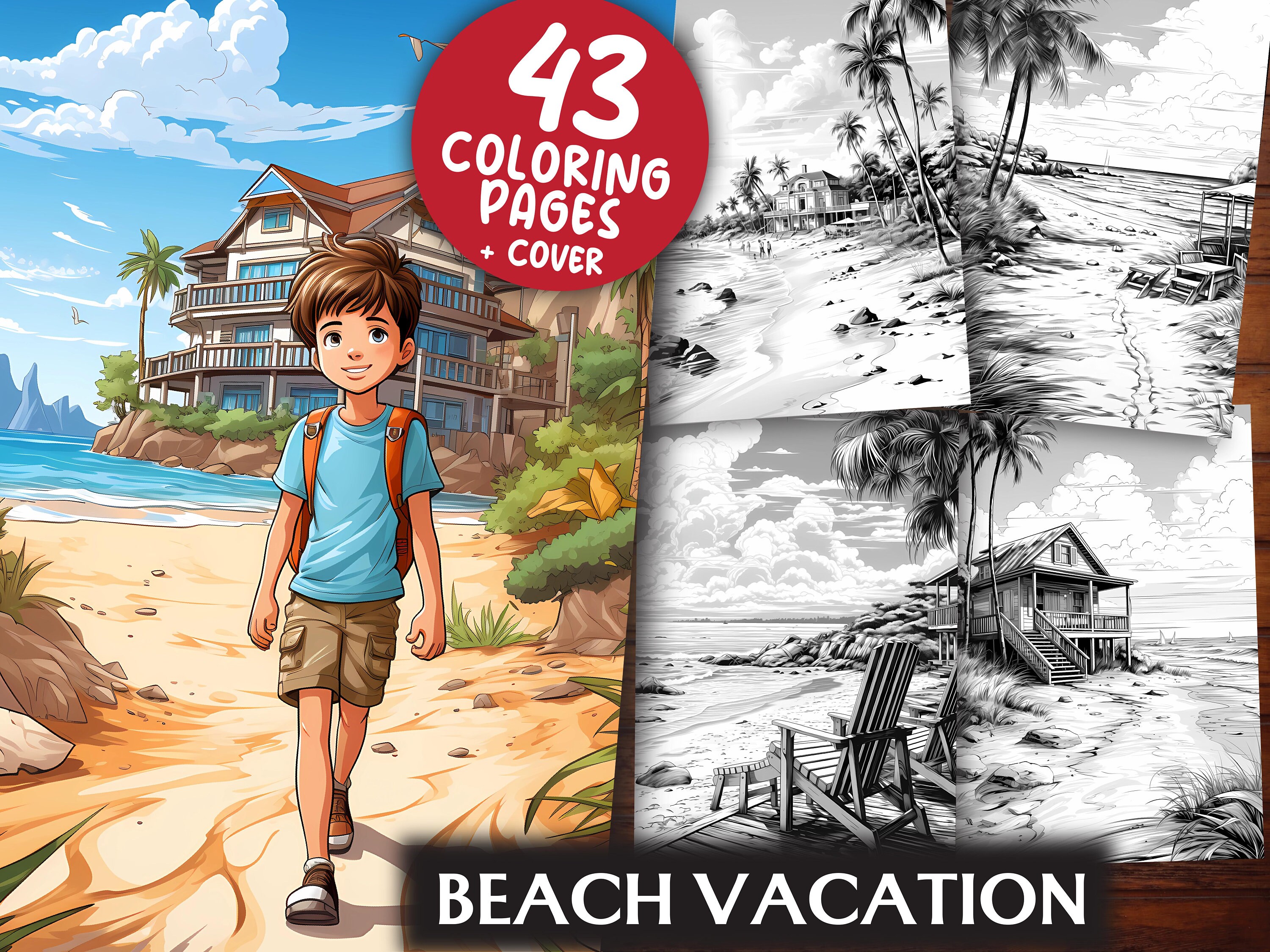 Beach Vacation Coloring Pages for Adults and Kids 43 Geography ...