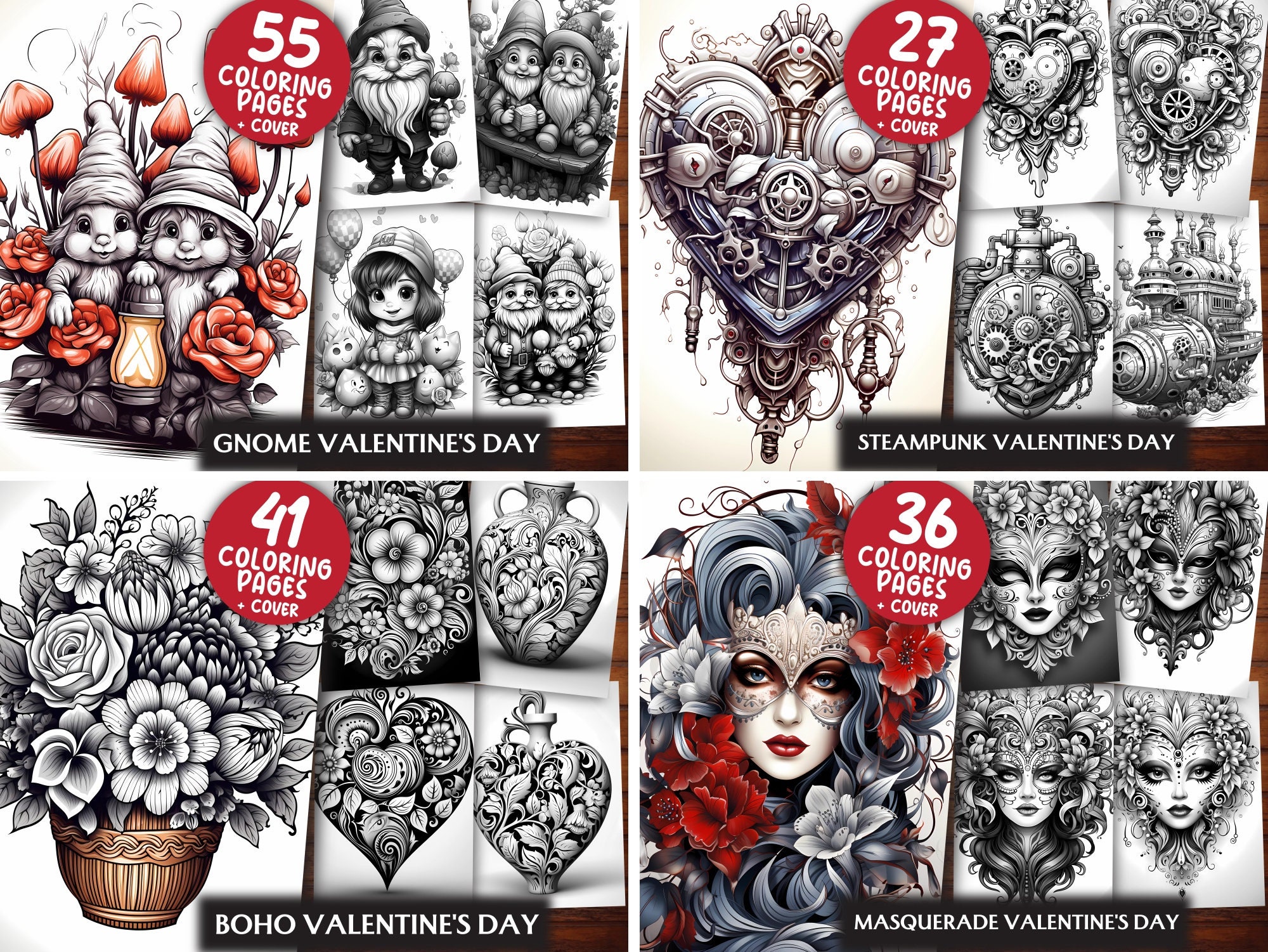MEGA BUNDLE Valentine's Day Coloring Pages for Adults and Kids 2300 ...