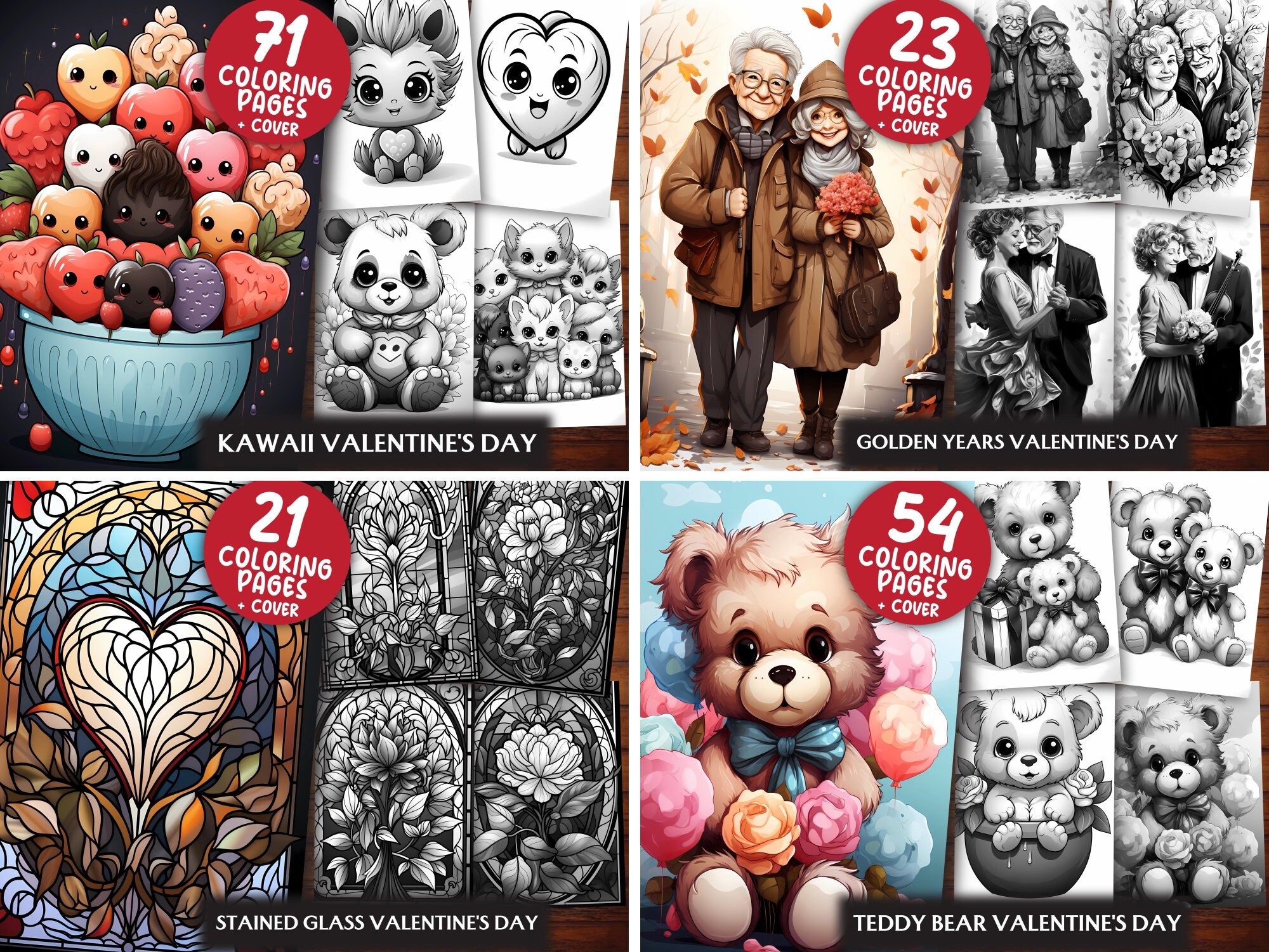 MEGA BUNDLE Valentine's Day Coloring Pages for Adults and Kids 2300 ...