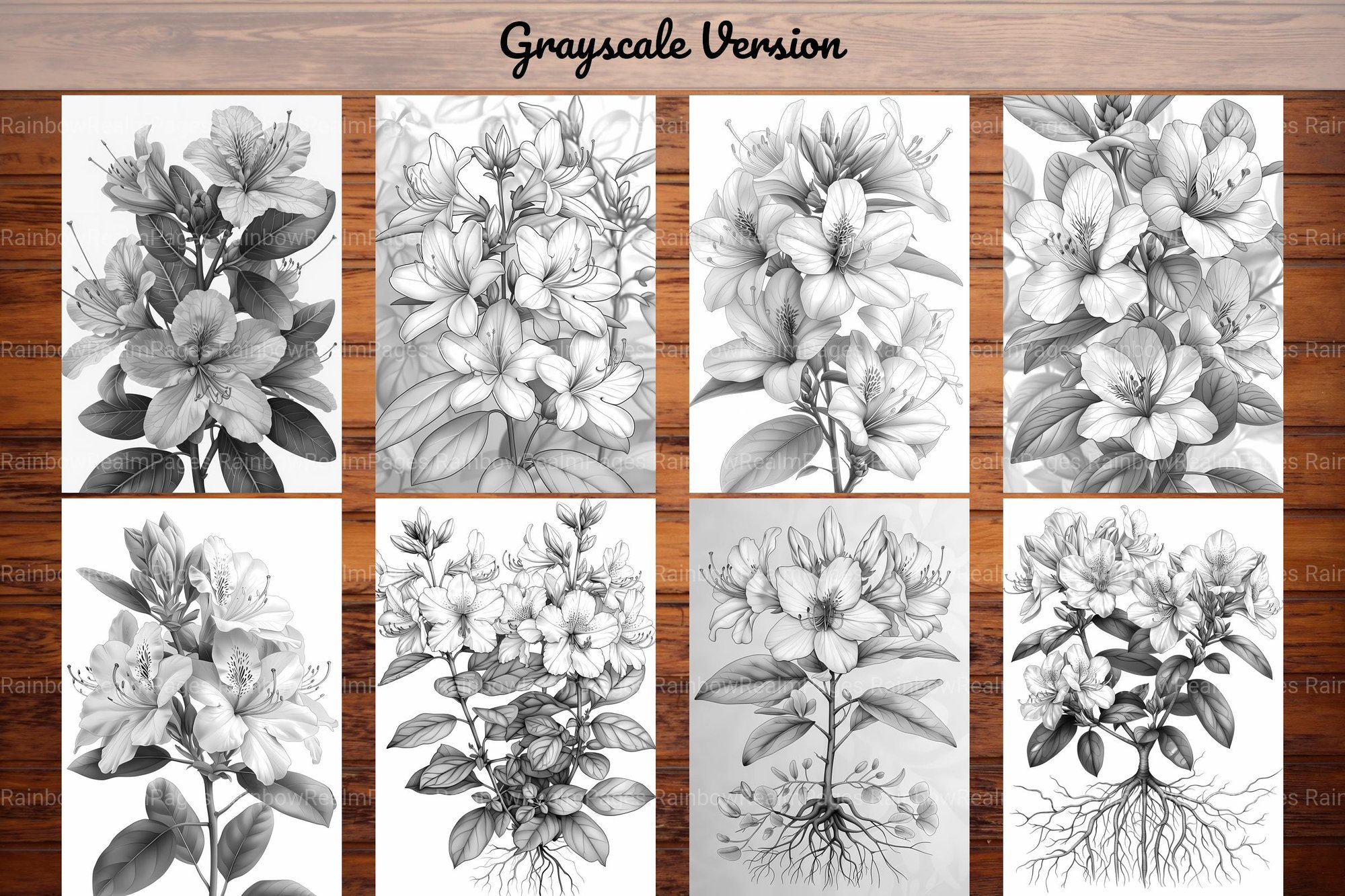 Flower Azaleas Coloring Pages 82 Grayscale & Light Printable Pdfs ...