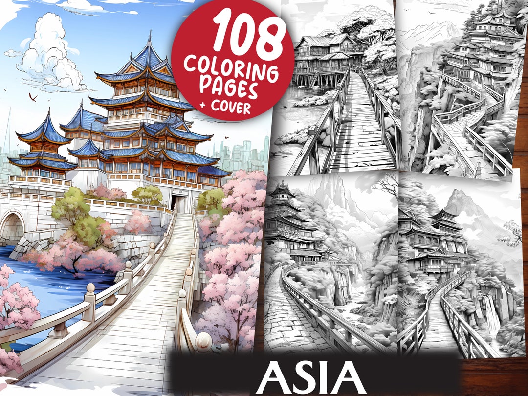 Asia Travel Coloring Pages for Adults and Kids - 108 Geography ...