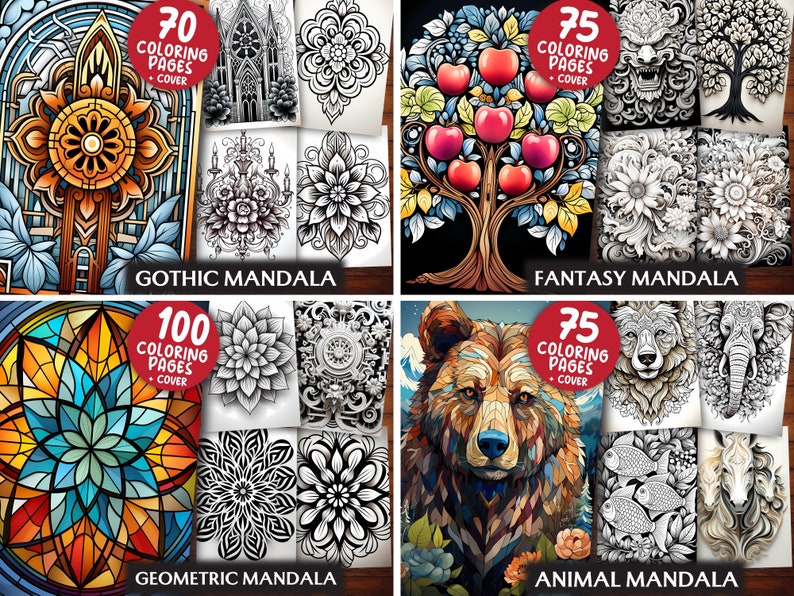 MEGA BUNDLE Mandala Coloring Pages for Adults and for Kids 1250 ...
