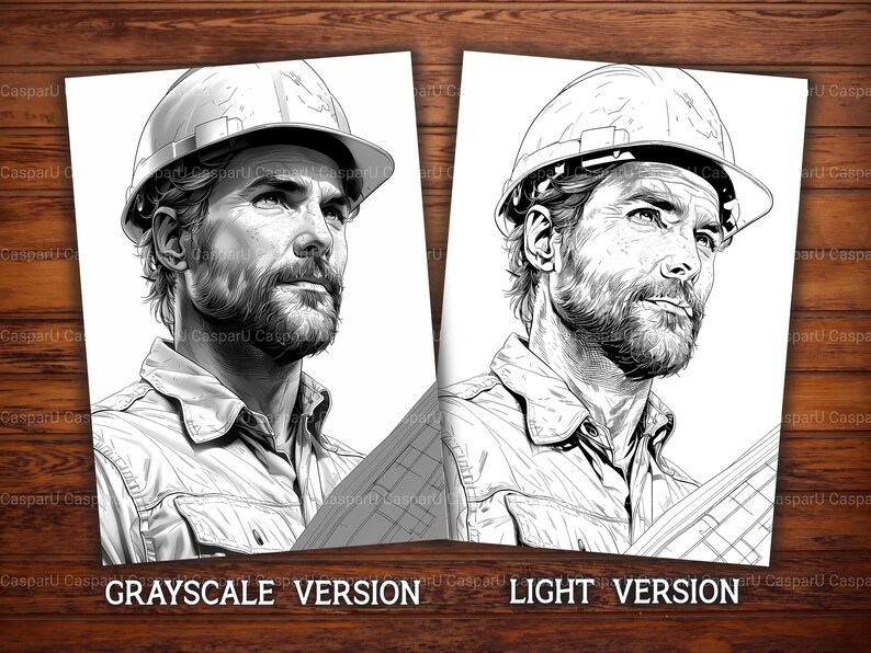 Engineer Coloring Pages for Adults and for Kids - 59 Grayscale & Light ...