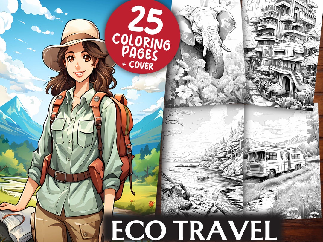 Eco Travel Coloring Pages for Adults and Kids - 25 Nature Geography ...