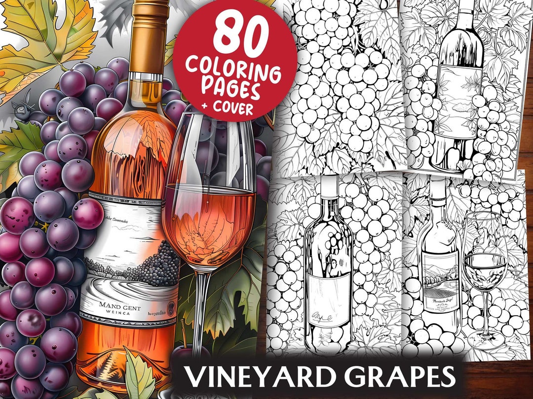 Vineyard Grapes Coloring Pages - 80 Grayscale & Light Printable Pdfs ...