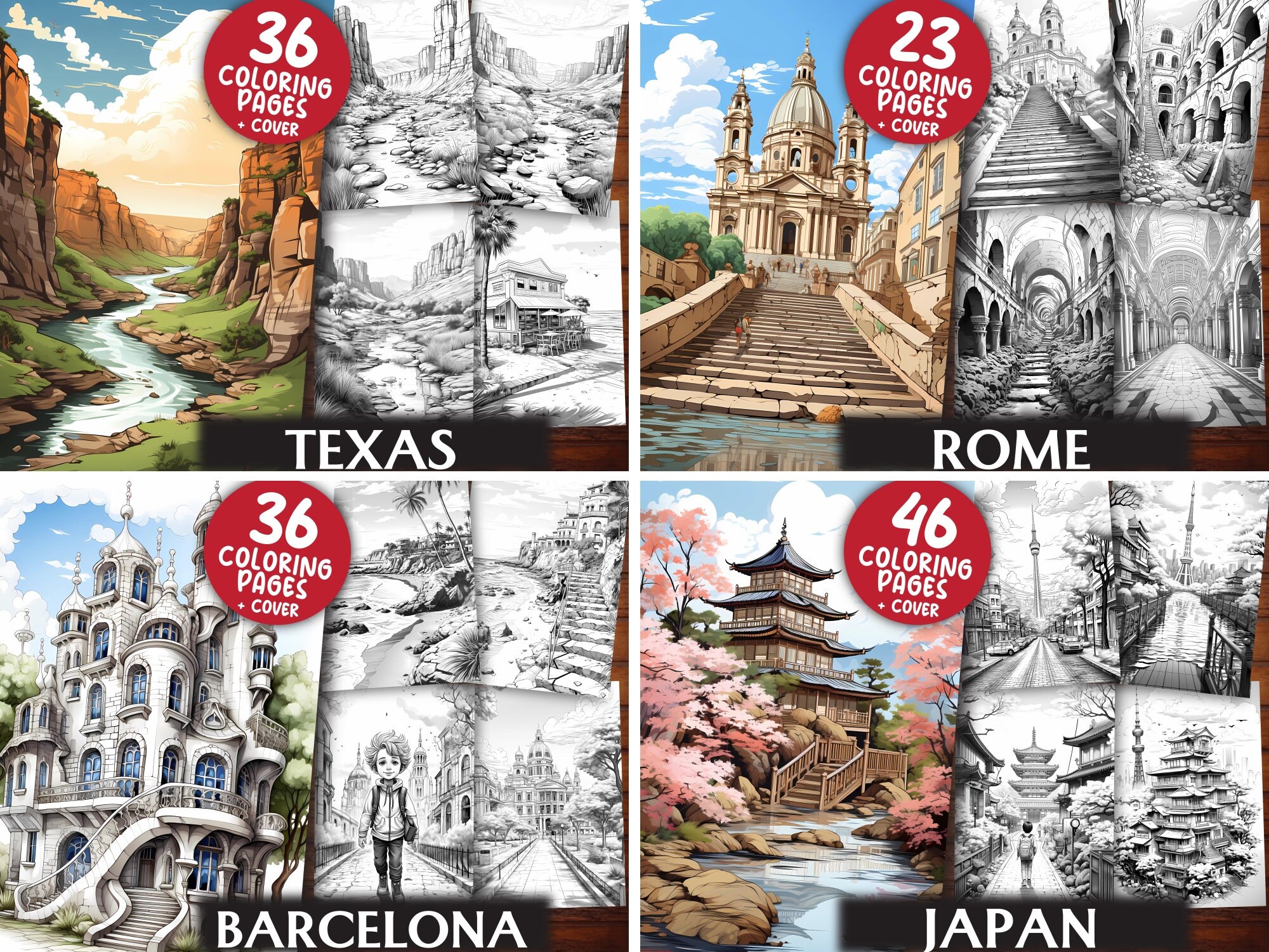 MEGA BUNDLE World Travel Coloring Pages for Adults and Kids 1500 ...