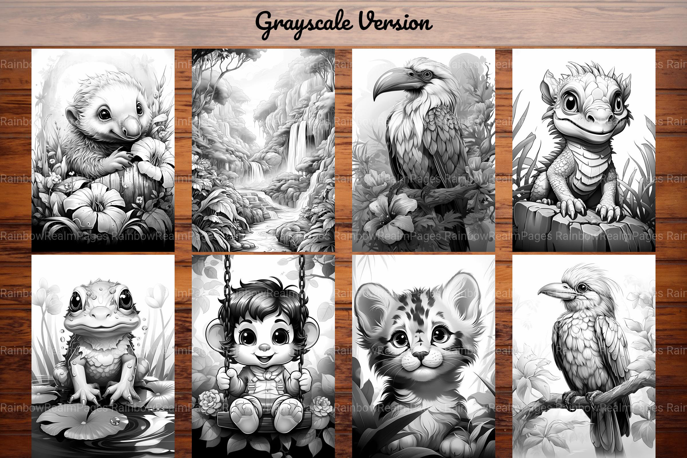 Kawaii Jungle Coloring Pages for Adults and Kids 26 Jungle Animal ...