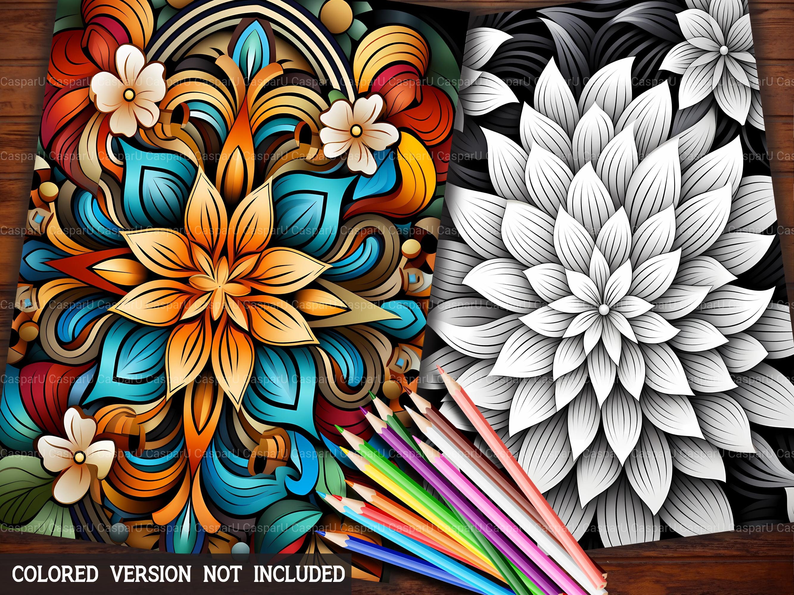 Celestial Mandala Coloring Pages for Adults and for Kids 75 Grayscale ...