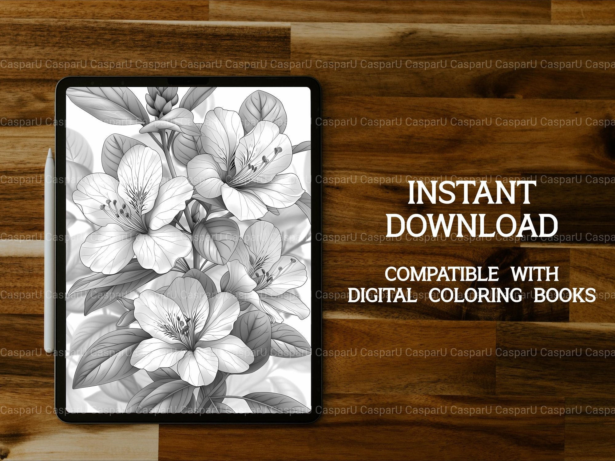 Flower Azaleas Coloring Pages 82 Grayscale & Light Printable Pdfs ...