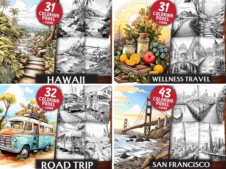 MEGA BUNDLE World Travel Coloring Pages for Adults and Kids 1500 ...