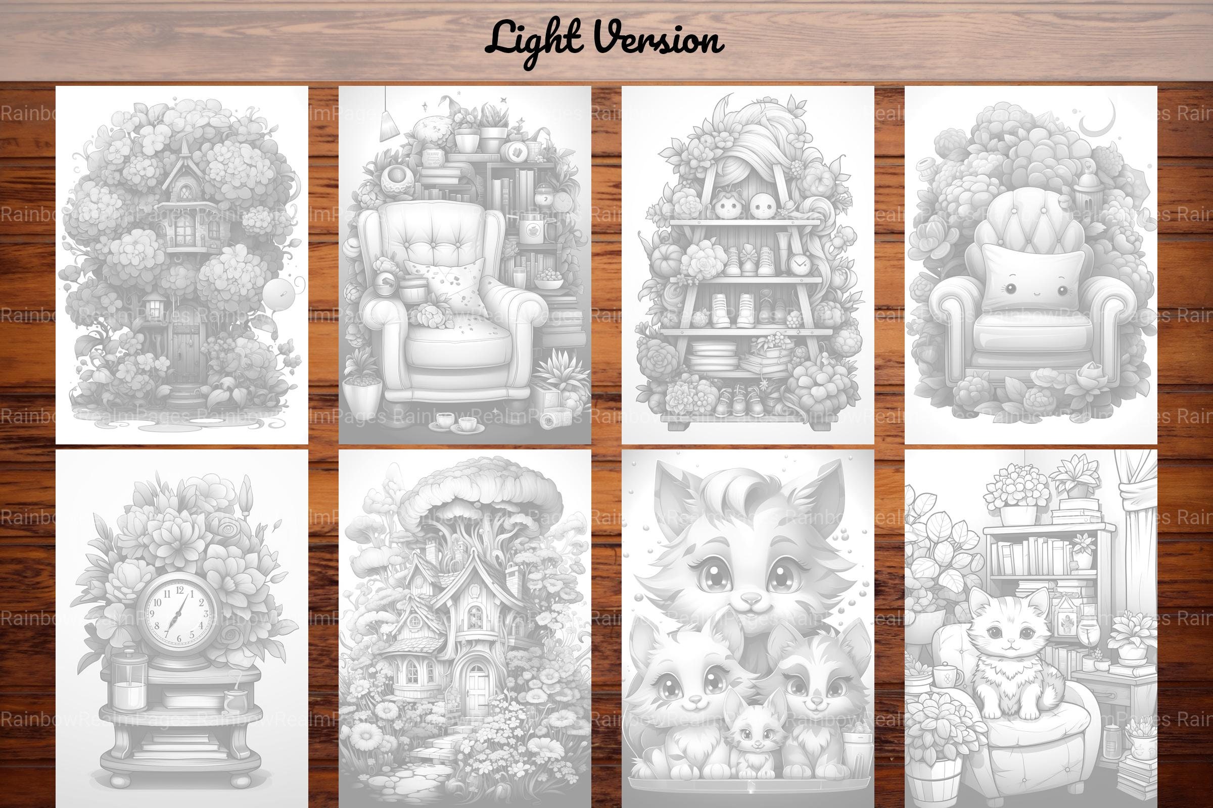 Kawaii Cozy Furniture Coloring Pages for Adults and for Kids 23 ...