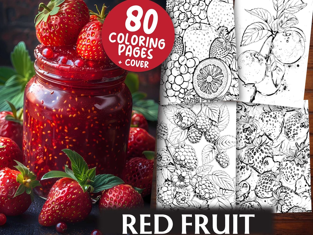 Red Fruit Coloring Pages - 80 Grayscale & Light Printable Pdfs - Food ...