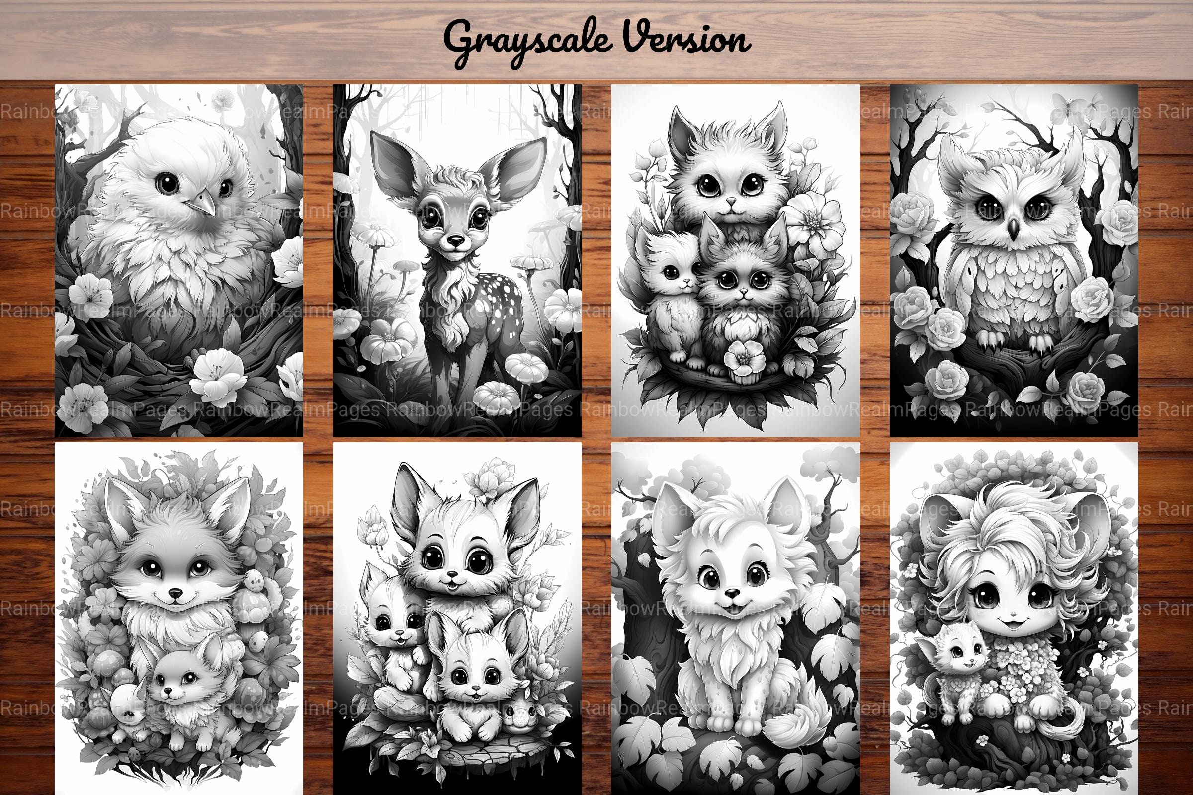 Kawaii Forest Coloring Pages for Adults and Kids - 36 Woodland Animal ...