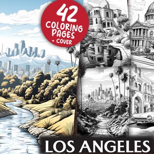 Los Angeles Travel Coloring Pages for Adults and Kids - 42 LA Geography ...