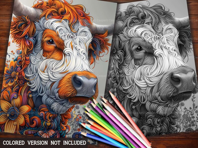 Highland Cow Summer Coloring Pages 72 Grayscale & Light Printable Pdfs ...